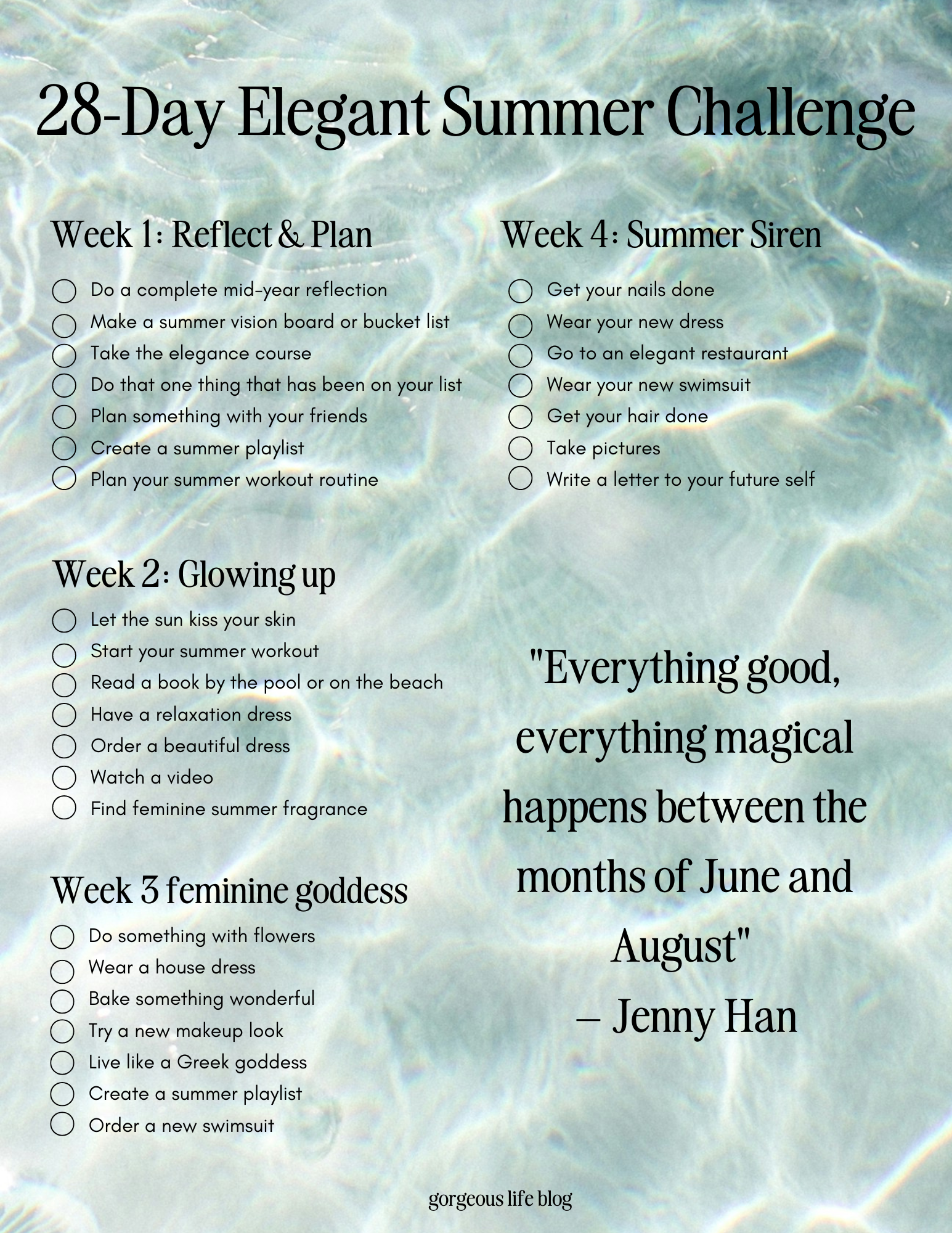 28-Day Elegant Summer Challenge - The Gorgeous Life